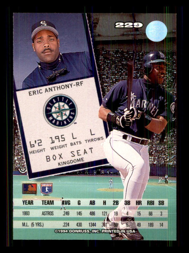 1994 BASEBALL 1994 Leaf Eric Anthony Seattle Mariners #229 1 | eBay