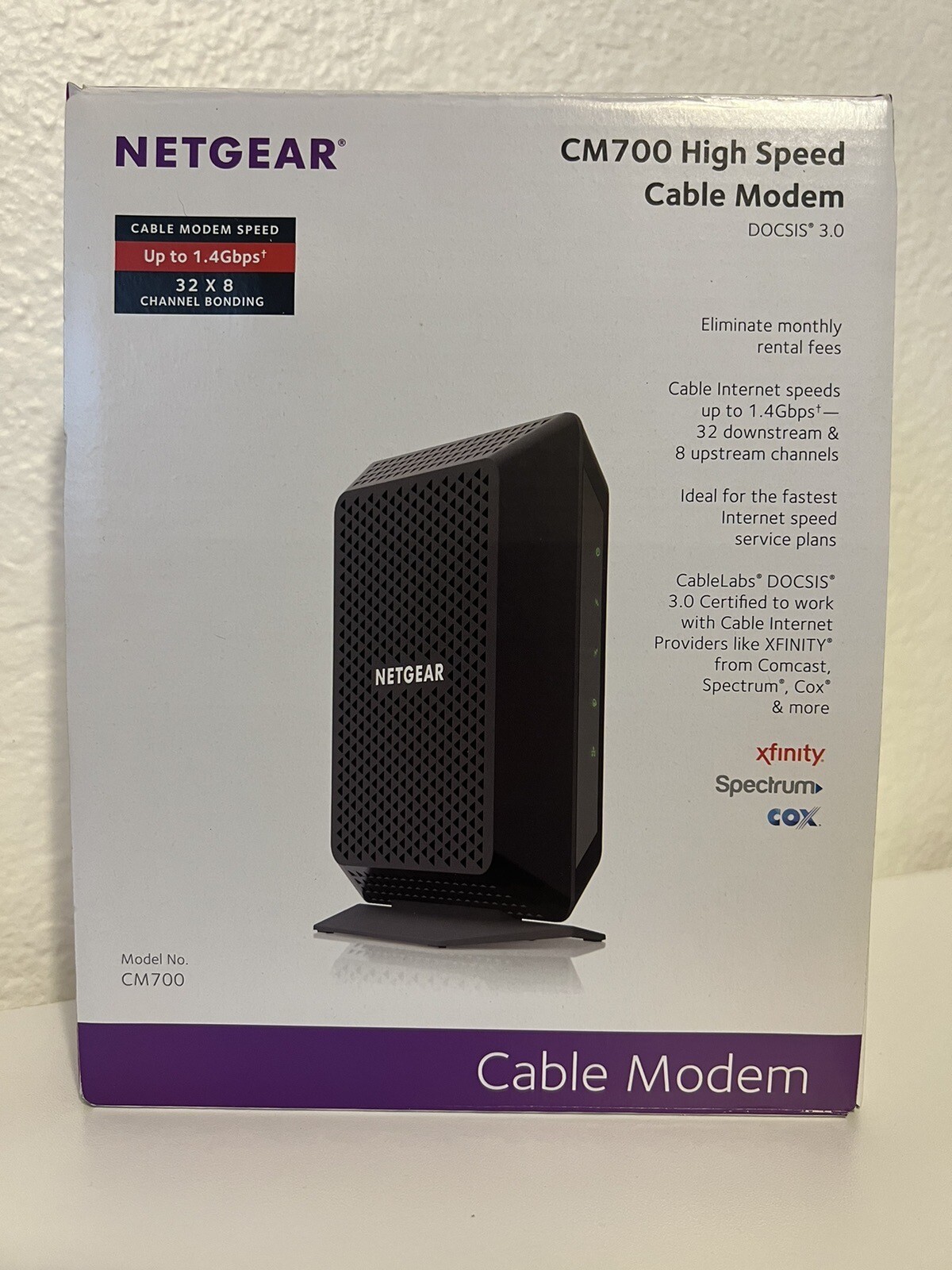 NETGEAR CM700-1AZNAS DOCSIS 3.0 Cable Modem 32x8, 1.4Gbps 606449133851 ...