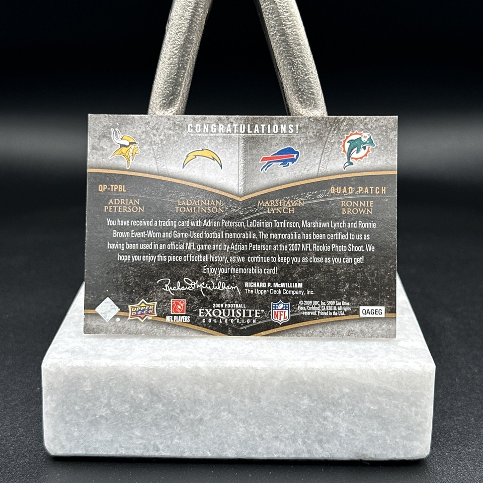 2009 Upper Deck Exquisite Quad Patch Peterson Tomlinson Lynch Brown 2 ...