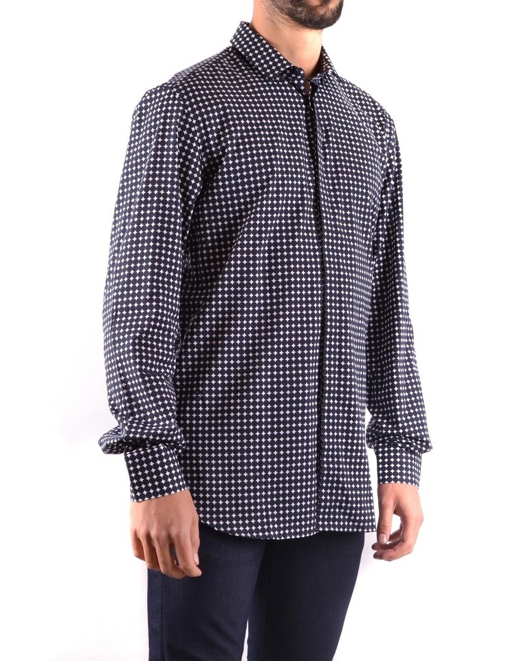 Neil Barrett Polka Dot Long Sleeve Cotton Shirt Men Blue | eBay