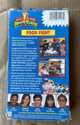 Mighty Morphin Power Rangers Blue Ranger Food Fight VHS 1993 Volume 3 ...