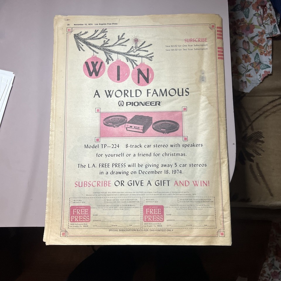 Los Angeles Free Press Newspaper November 15,1974/Keith Moon/The Who ...