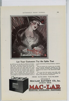 1921 Mac-Lar Battery Co. Ad: Master Storage Auto Batteries - Detroit ...