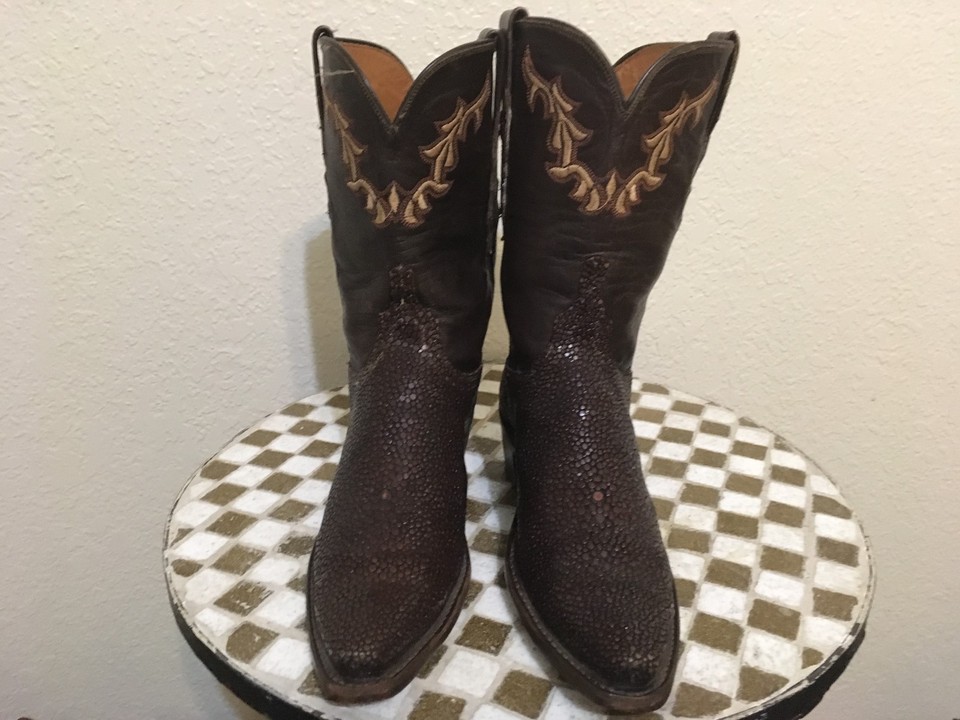BROWN LUCCHESE STING RAY WESTERN SNIP TOE COWBOY BOOTS 8.5 B | eBay