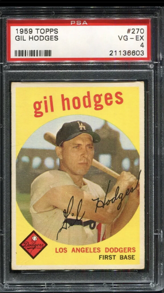 PSA 1959 Topps Baseball #270 GIL HODGES Los Angeles Dodgers PSA 4 VG-EX ...