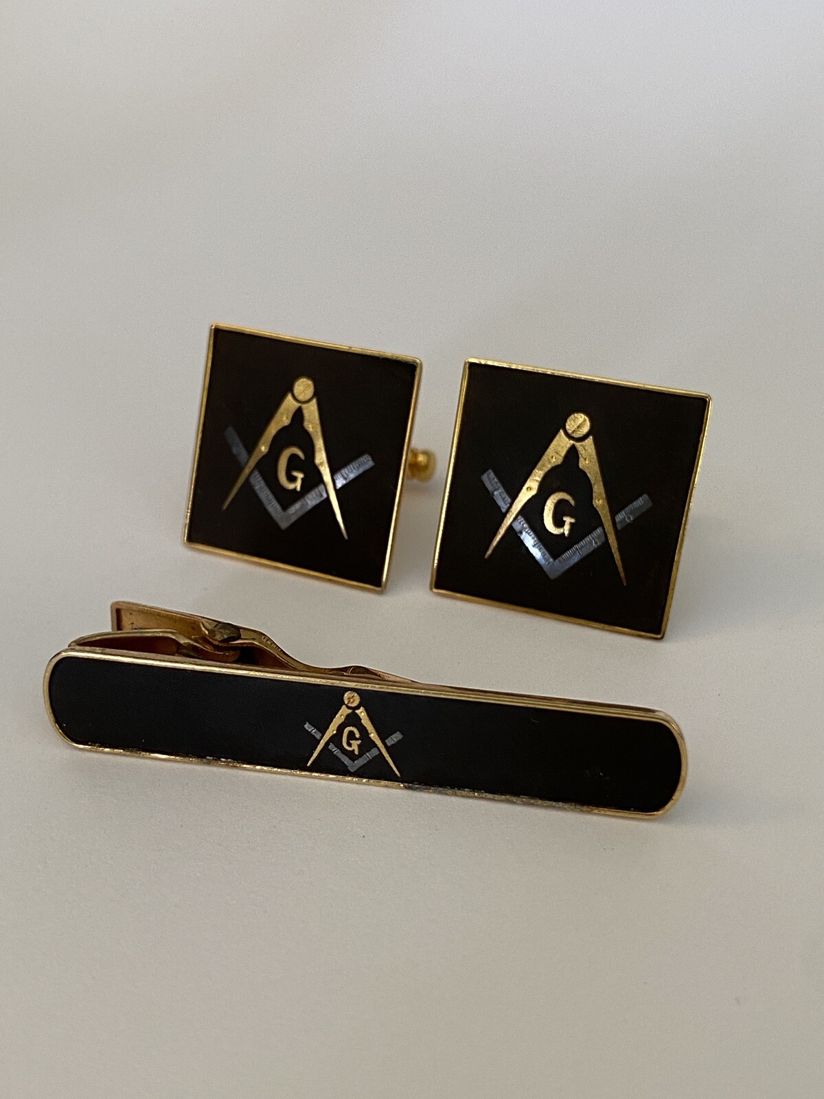 Vintage Amita Japan Masonic Freemasons Mens Gold Blac… - Gem