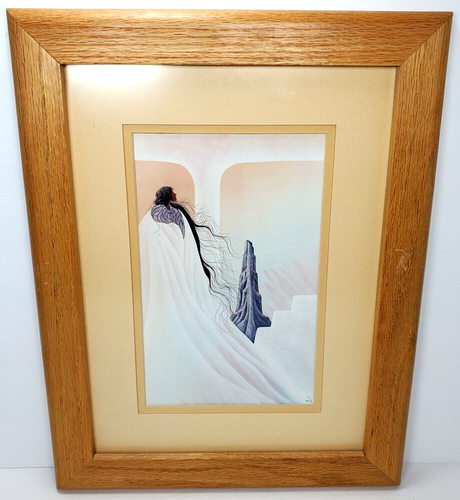 William Bill Rabbit Cherokee Framed Art Vtg Santa Fe Artist 6.5"x10 ...