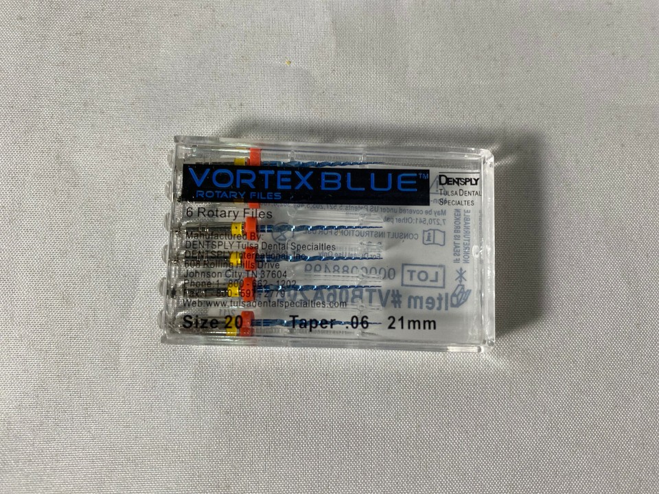 Dentsply Tulsa Dental Vortex Blue 21, 25, 30mm all Taper rotary files 6 ...