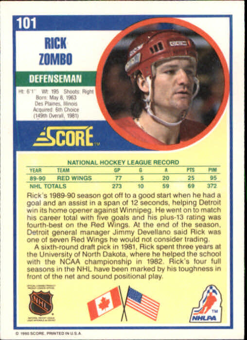 1990-91 (HKY) Score #101 Rick Zombo RC - NM-MT | eBay