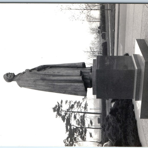 c1940s Vincennes IN RPPC Father Pierre Gibault Statue Geo Rogers Clark ...