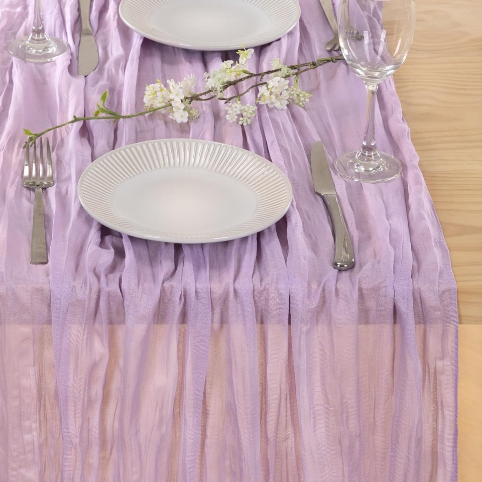 8 Pack Lilac Purple Table Runner 10ft Rustic Lavender Cheesecloth Table ...
