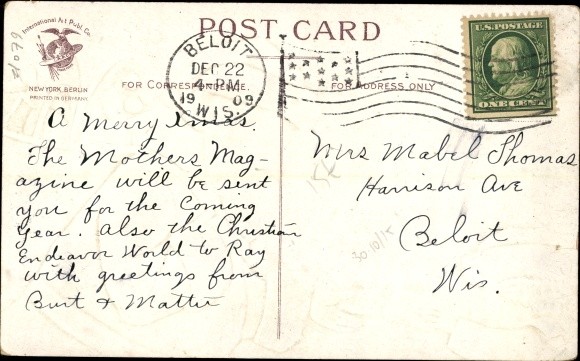 Embossed Artist Postcard Clapsaddle, E., Happy Christmas,... - 10610112 ...