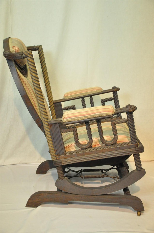 Original George Hunzinger Barley Twist Oak Platform Rocker Rocking ...