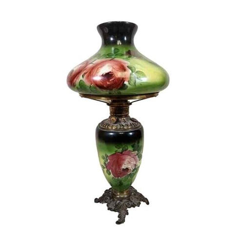 Hand-Painted Antique "Gone With the Wind" Oil Lamp (1895) | eBay