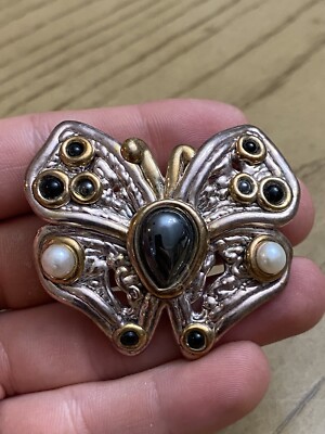 BAT-AMI ISRAEL 925 Silver - Vintage Beaded Sculpted Butterfly Shiny ...