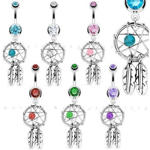 Gem Belly Bar - 200+ Designs/Colours - Belly Button Body Piercing Navel ...
