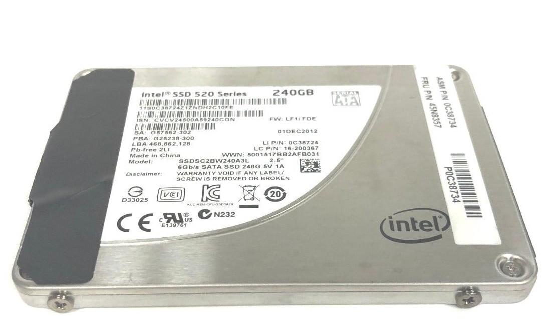 45N8357 LENOVO SSDSC2BW240A3L 240GB 6G SFF 2.5" SATA SSD 0C38734 | eBay
