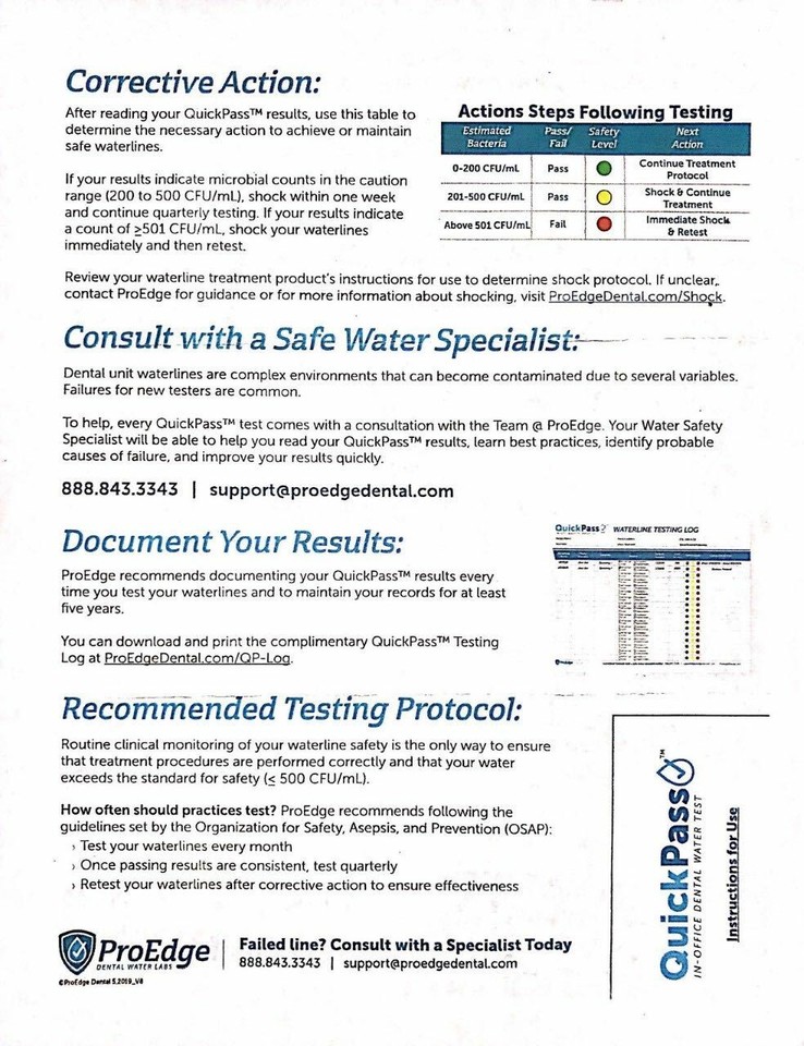 QuickPass In-Office Dental Water Test 4 Pack by ProEdge | eBay
