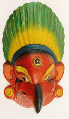 F1159 Stunning 'Garuda' Wooden Face Mask Wall Hanging Handmade in Nepal ...