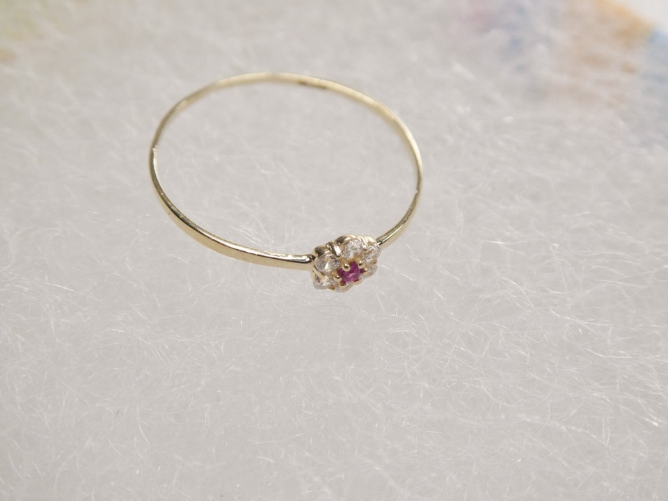 10K REAL SOLID YELLOW GOLD RED STONE CENTER PINKY RING | eBay