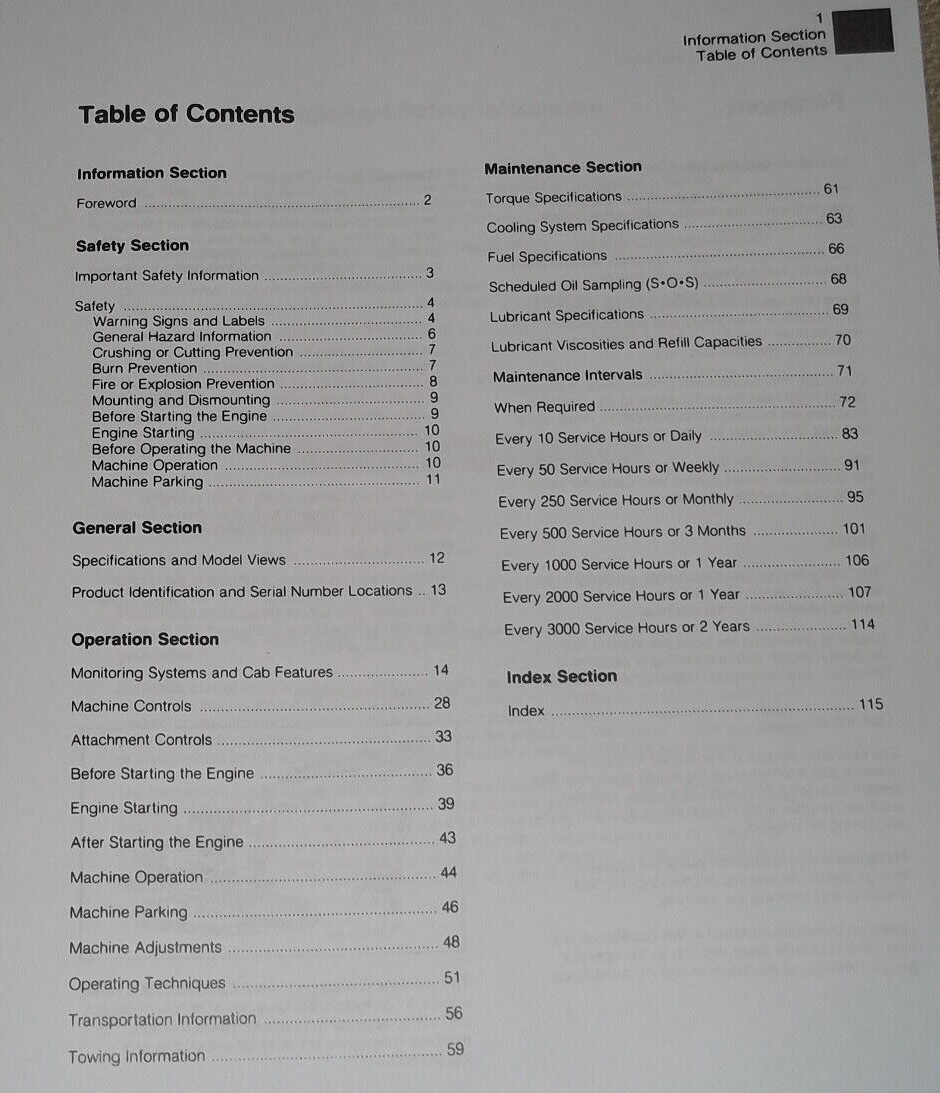 CAT CATERPILLAR 225D 229D EXCAVATOR OPERATION & MAINTENANCE MANUAL 1NK ...