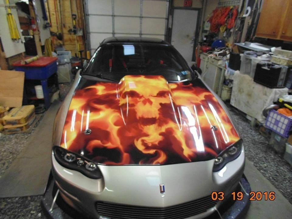 Blue Skull flame fire Hood Wrap Wraps Sticker Vinyl Decal Graphic | eBay