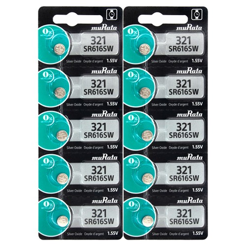 10 Murata Silver Oxide SR616SW SR616W SR616 1.55V Watch Battery ...