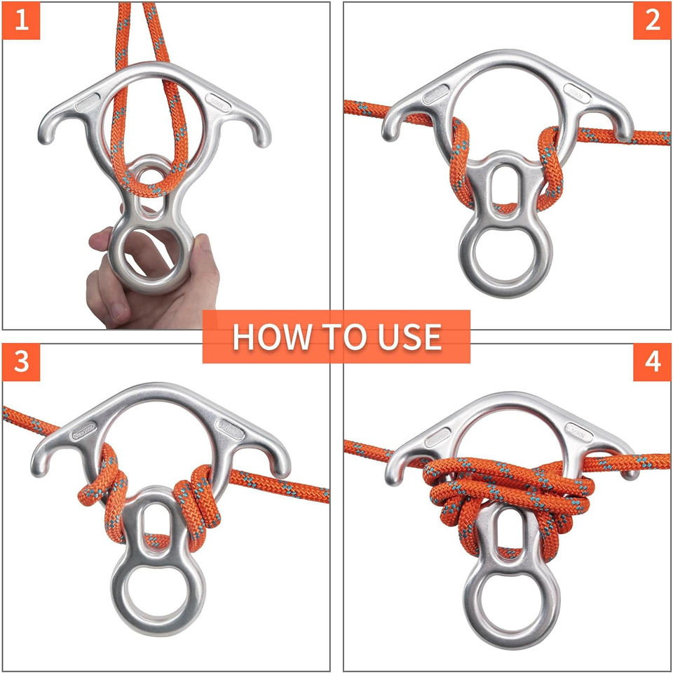 50KN 11000 LBF Rescue Figure,8 Descender Large Bent-Ear Belaying and ...