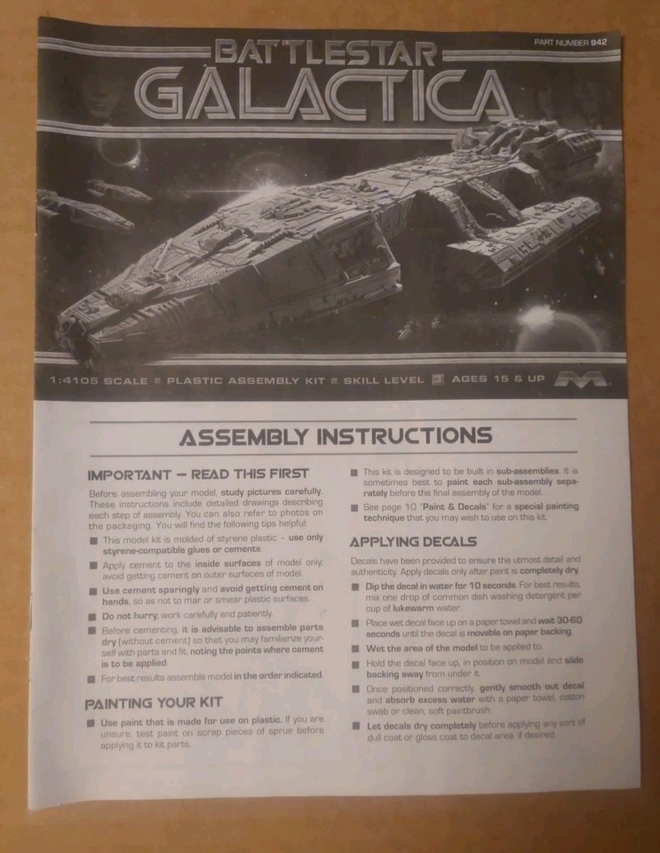 Moebius 942 Classic Battlestar Galactica Original Series 1:4105 Scale ...