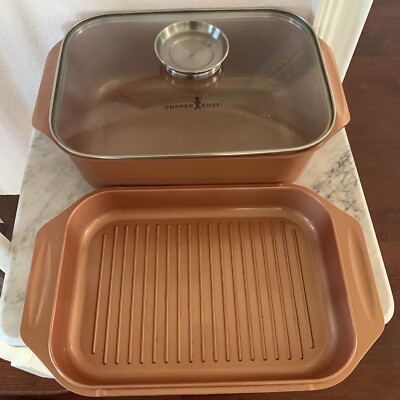 Copper Chef Wonder Cooker XL Roaster Grill Pans With The Glass Lid ...