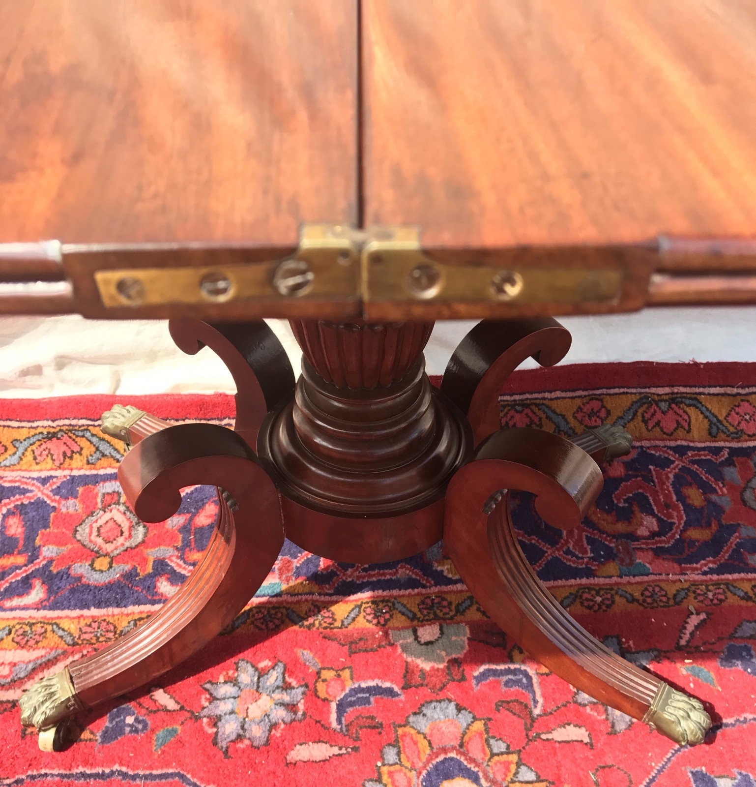 19TH C CLASSICAL FEDERAL ANTIQUE GAME / CARD TABLE CONSOLE ~ ISAAC VOSE ...