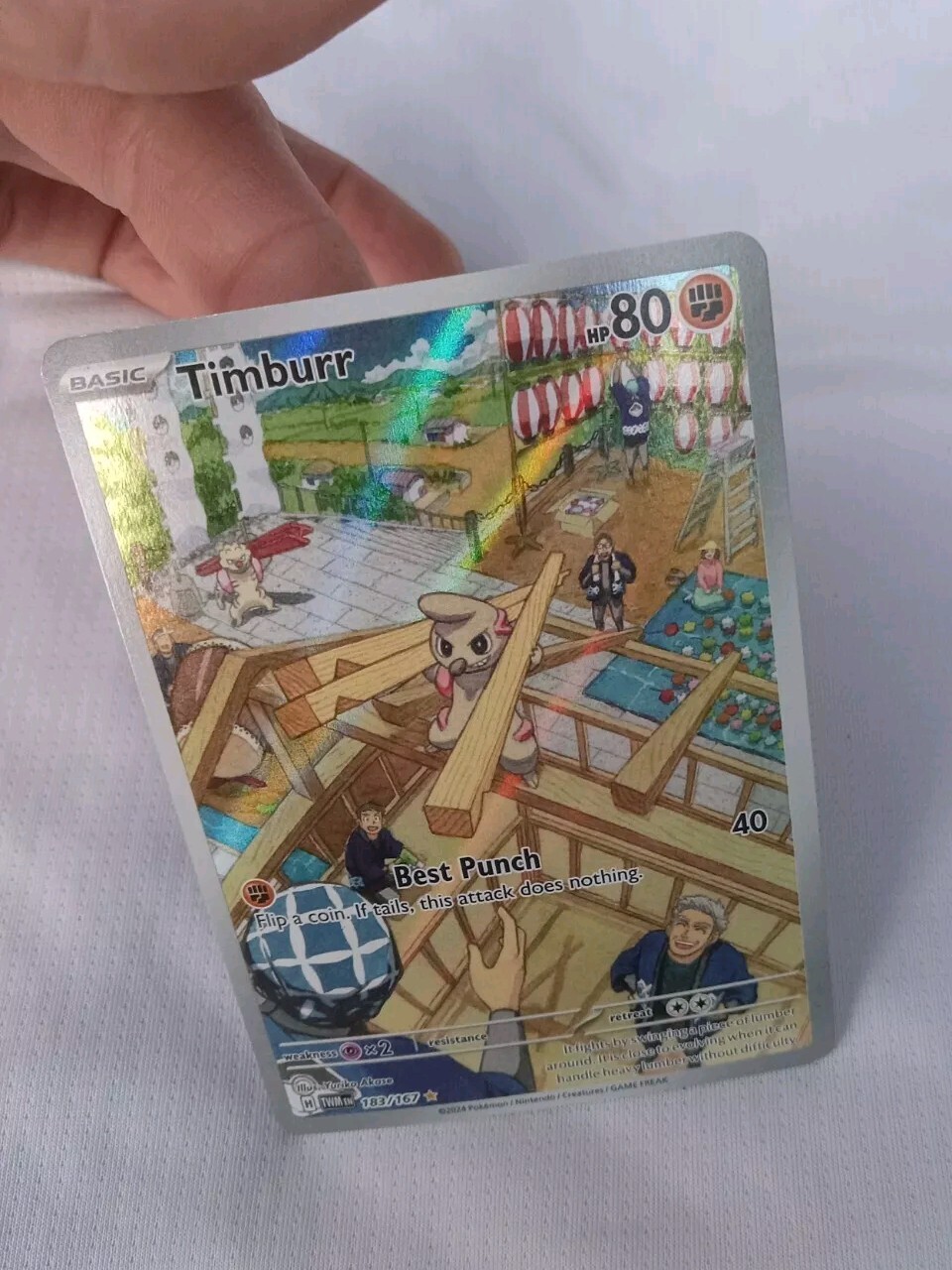 Pokémon Card Timburr 183/167 Illustration Rare Twilight Masquerade ...