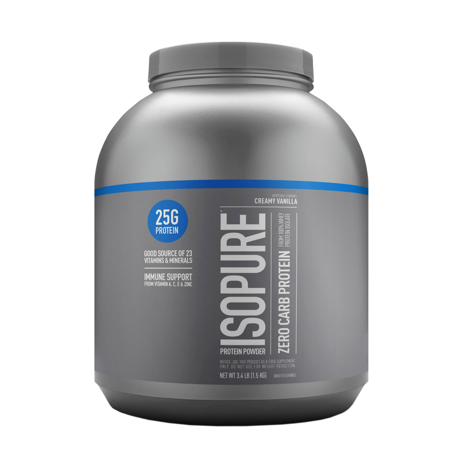 Isopure Zero Carb 25G 100% Whey Protein Powder, Creamy Vanilla 3.4lb ...