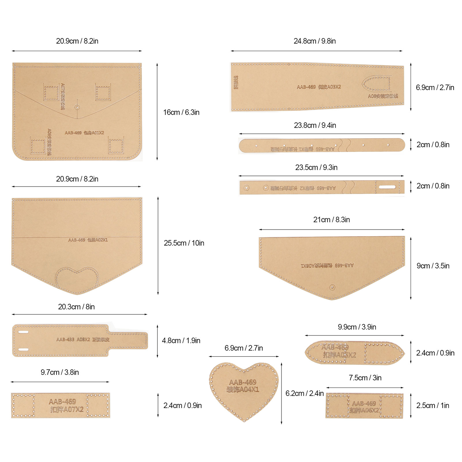 Shoulder Bag Acrylic Template Pattern Leather Bag Pattern Kit For ...