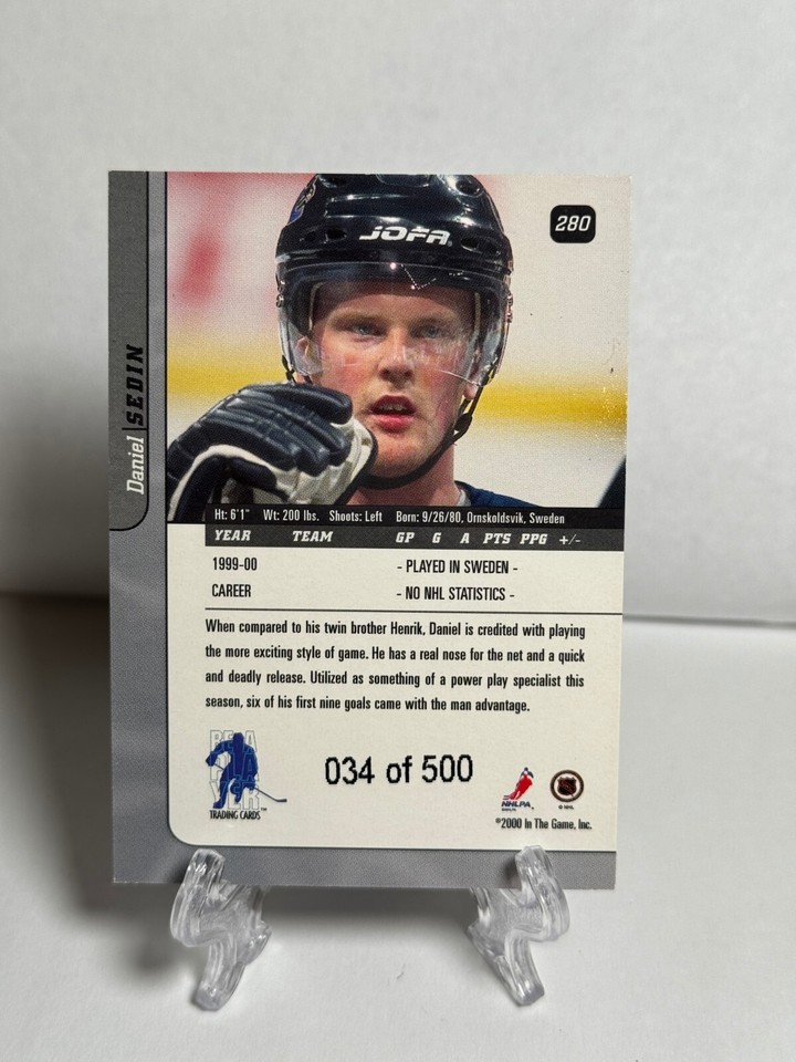 2000-01 BAP SIGNATURE SERIES DANIEL SEDIN #280 ROOKIE #'d /500 ...