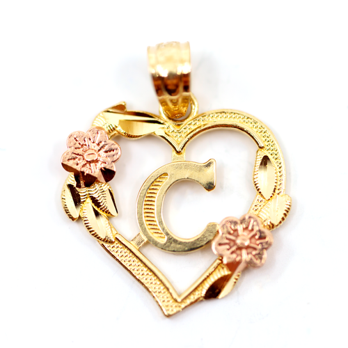 Alphabet Love Heart Initial Letter Pendant Charm 10K Solid Gold Chain ...