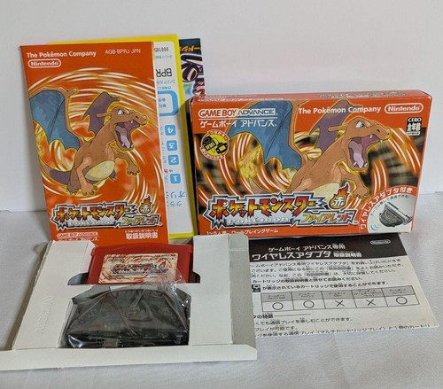 Nintendo Game boy Advance GBA Pokemon Fire Red Wireless Adapter Box set ...