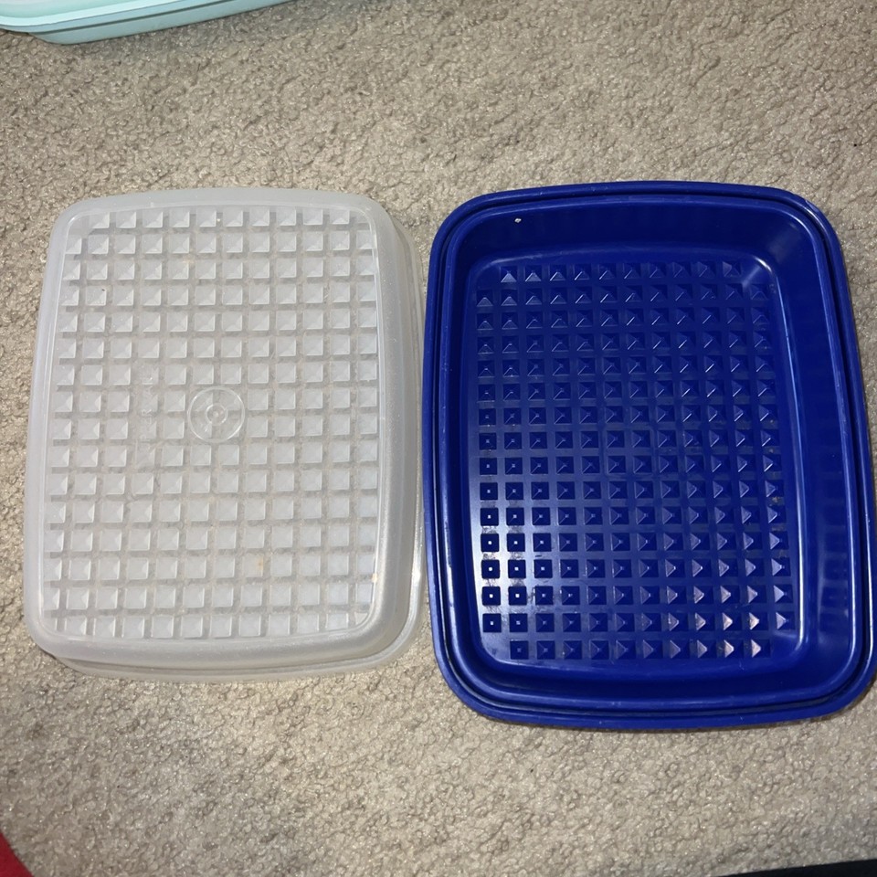 Tupperware Marinade Container Blue 1518-2 & White 1519-2 Vintage | eBay