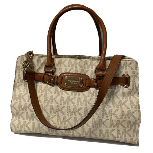 Michael Kors Hamilton MK Signature Large Handbag Vanilla MK PVC Acorn ...