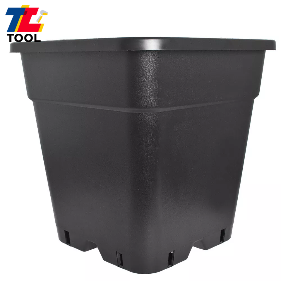 10 Pack 10 Gallon Black Re-Usable Square Nursery Pot Plastic Grow Pots ...