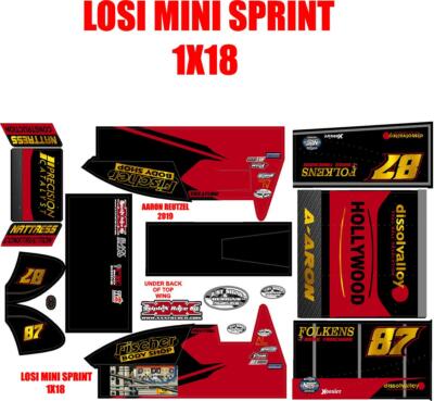 losi mini sprint, slider 1/18 wrap kit decal sticker AARON REUTZEL 2019 ...