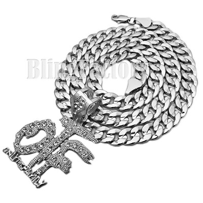 Iced Only the Family OTF Pendant & 10mm 24" Miami Cuban Chain Hip Hop ...
