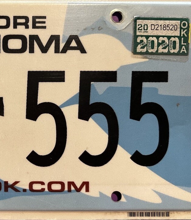 LICENSE PLATES Oklahoma Triple 555 CXX 555 | eBay