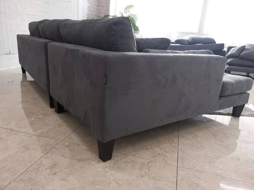 3Pc Modern Dark Grey Microfiber Sectional Sofa Set S168RDG (Custom made ...