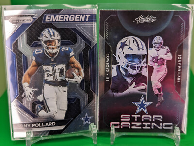 Tony Pollard 2 Card 2023 Panini Prizm Emergent H-15 + Absolute Star ...