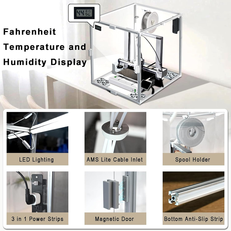 Bambulab A1 3D Printer Acrylic Enclosure,360° Transparent 3D Printer ...
