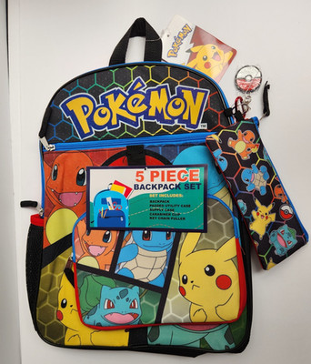 Pokemon Pikachu Charmander Squirtle Backpack Lunch Box Bag Tote Soft ...