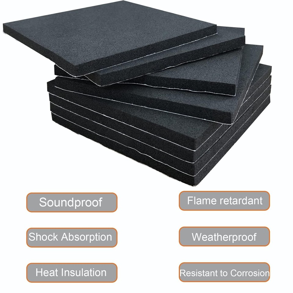 8 Pcs Black Adhesive Foam Padding 4x4" 1/4" Thick Anti-Vibration ...