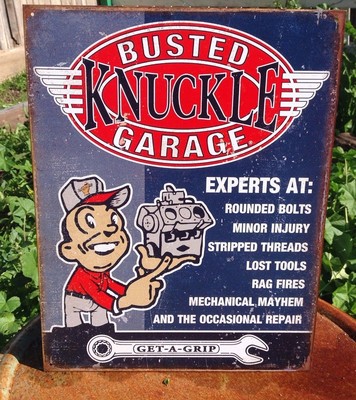 Busted Knuckle Get Vintage Tin Metal Sign Poster Classic Car Hot Rod ...