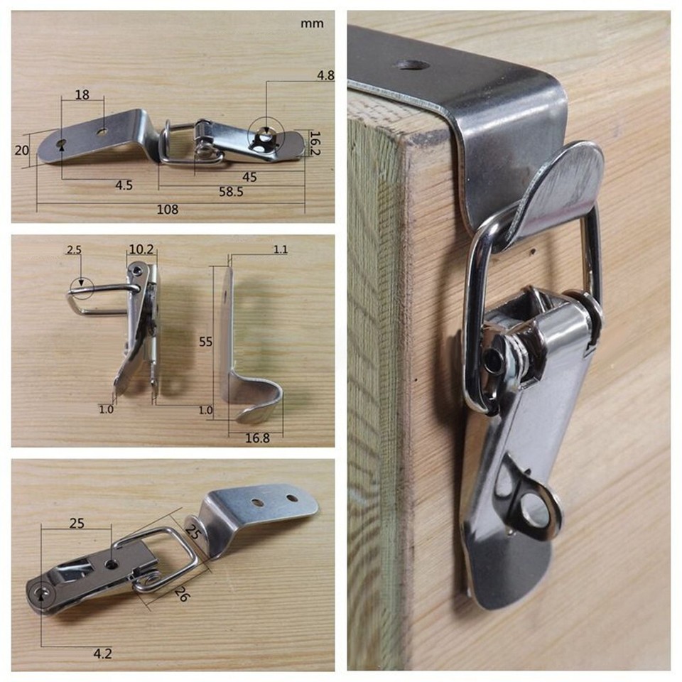 4 Pcs 90??Stainless Steel Spring Loaded Draw Toggle Latch Catch Clamp ...